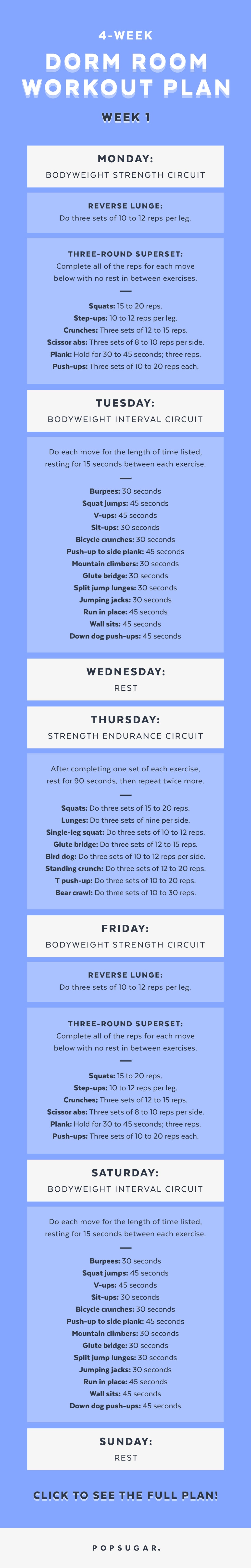 4-Week Dorm Room Workout Plan | PS Fitness