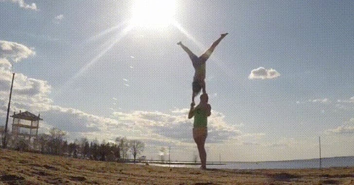 Couple Learns to Do Advanced Handstand Together | POPSUGAR Fitness