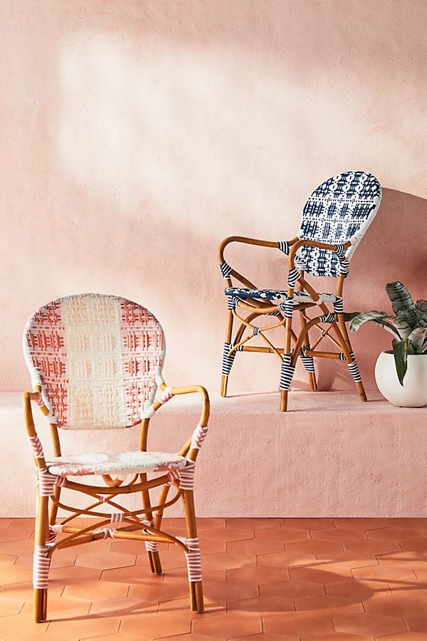 Rattan Welsh Check Bistro Chairs | Anthropologie Outdoor Summer ...