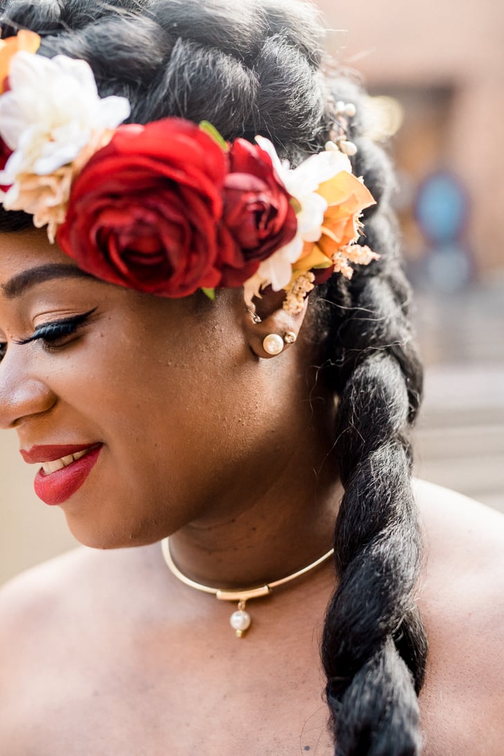 Flower Crown With Long Braid | Bridal Hairstyle Inspiration For Black ...