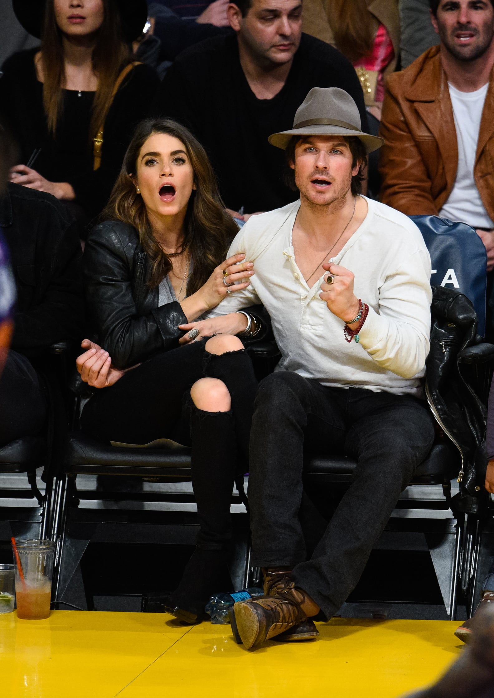 Ian Somerhalder and Nikki Reed Kissing at Lakers Game | PS Celebrity
