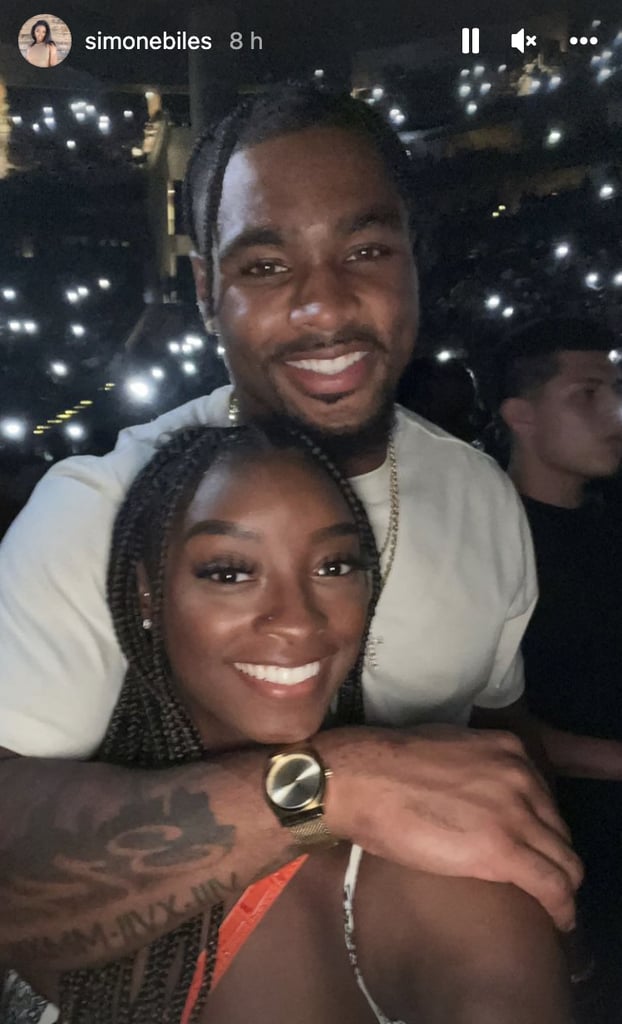 Simone Biles Styled a Corset With Ruched Leather Pants | POPSUGAR Fashion