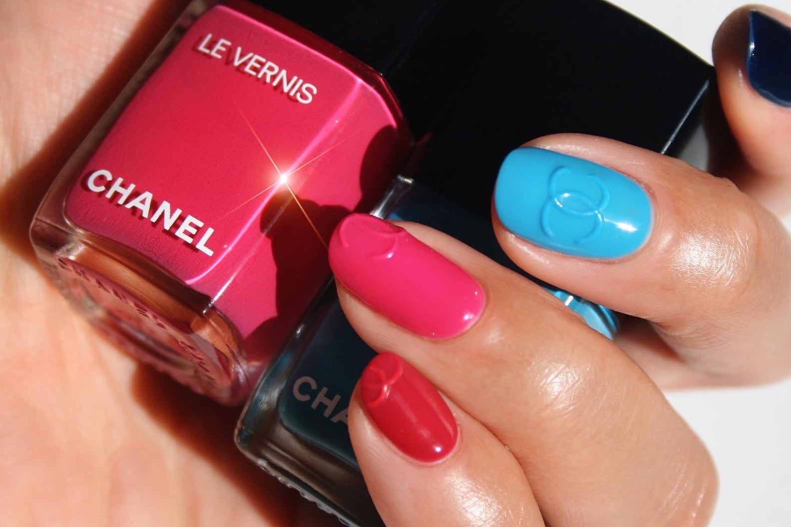 Chanel Logo Embossed Nail-Art Design: How-To | POPSUGAR Beauty