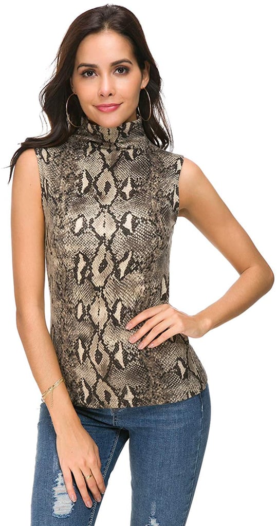 Selena Gomez's Snake Print Mock Neck Top Is From Leset | POPSUGAR Fashion