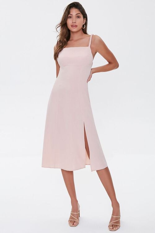 Forever 21 Side Slit Cutout Cami Midi Dress Rihanna Wears Pink Slip