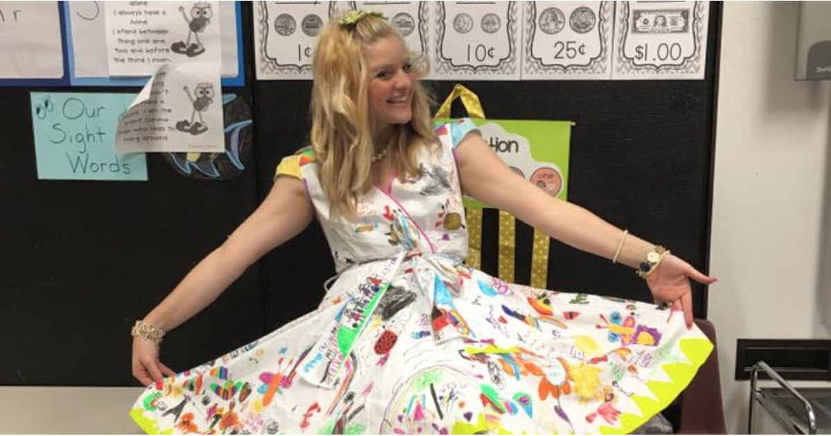 Teacher Creates DIY Dress With Students' Artwork | POPSUGAR Family