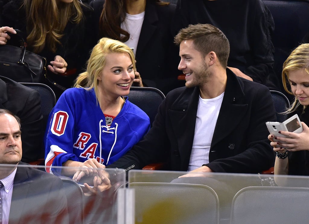 Margot Robbie and Tom Ackerley at NY Rangers Game | POPSUGAR Celebrity
