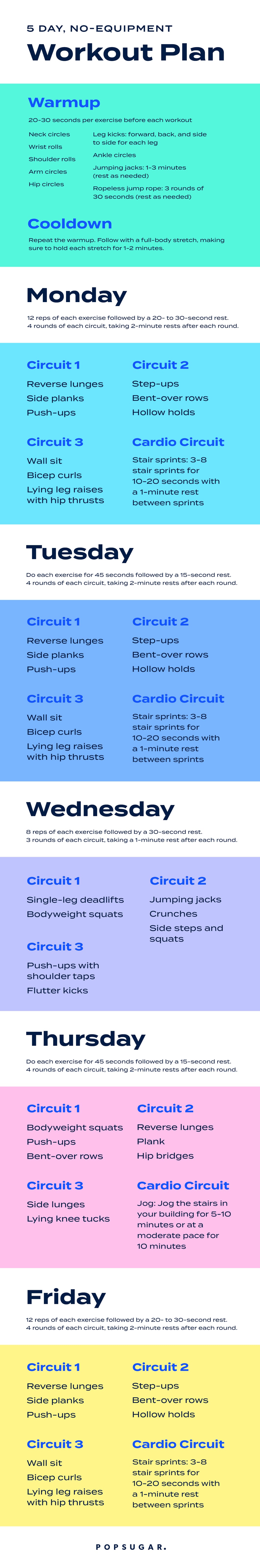 Home Workout With No Equipment | 5-Day Plan | POPSUGAR Fitness