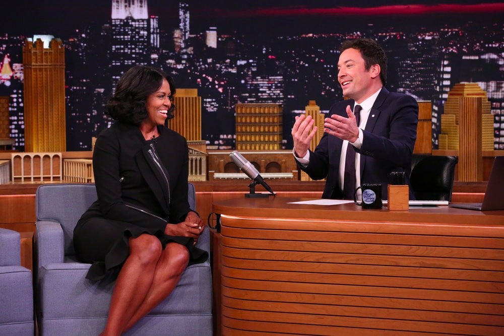 Michelle Obama Black Dress on Jimmy Fallon 2017 | POPSUGAR Fashion