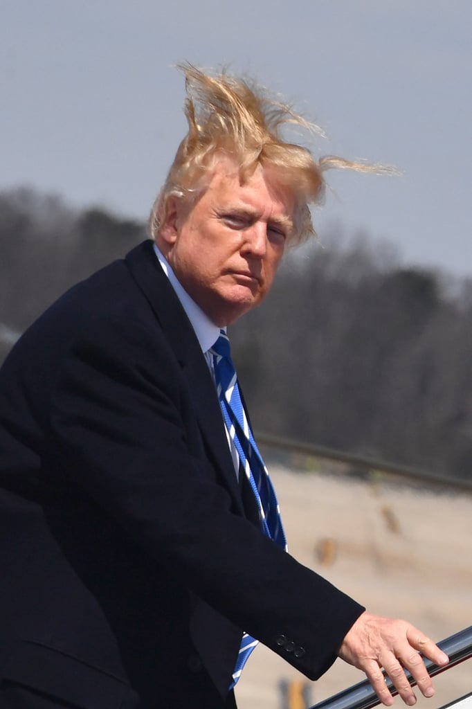 Trump's Hair Blowing While Boarding Air Force One Plane | POPSUGAR News