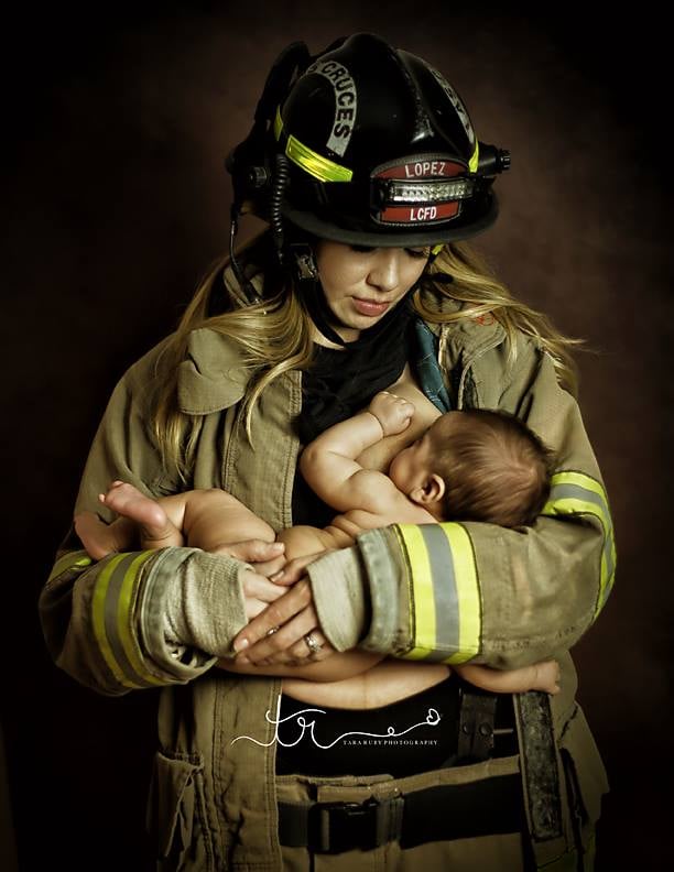 Firefighter Mom Breastfeeding In Uniform Popsugar Moms