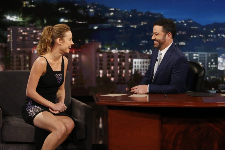 Brie Larson S David Koma Dress On Jimmy Kimmel Live Popsugar Fashion