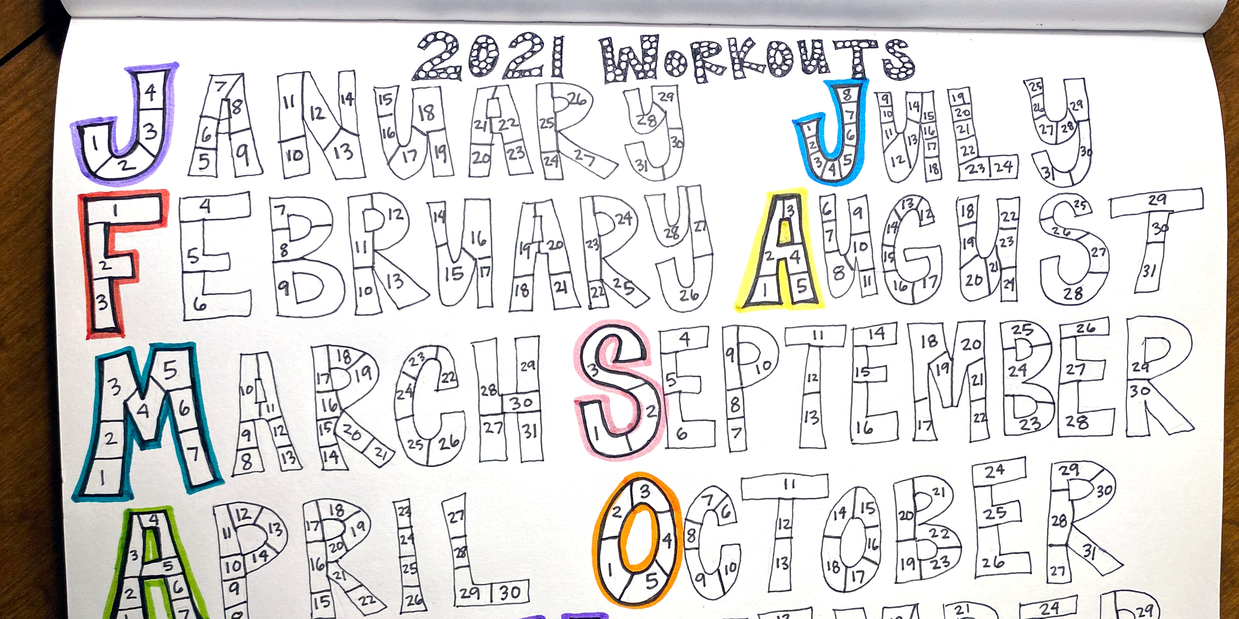 monthly workout calendar coloring pages