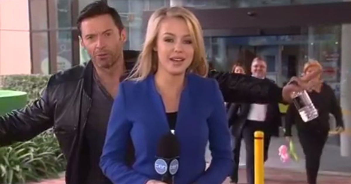 Hugh Jackman Photobombs Reporter on Live TV | PS Celebrity