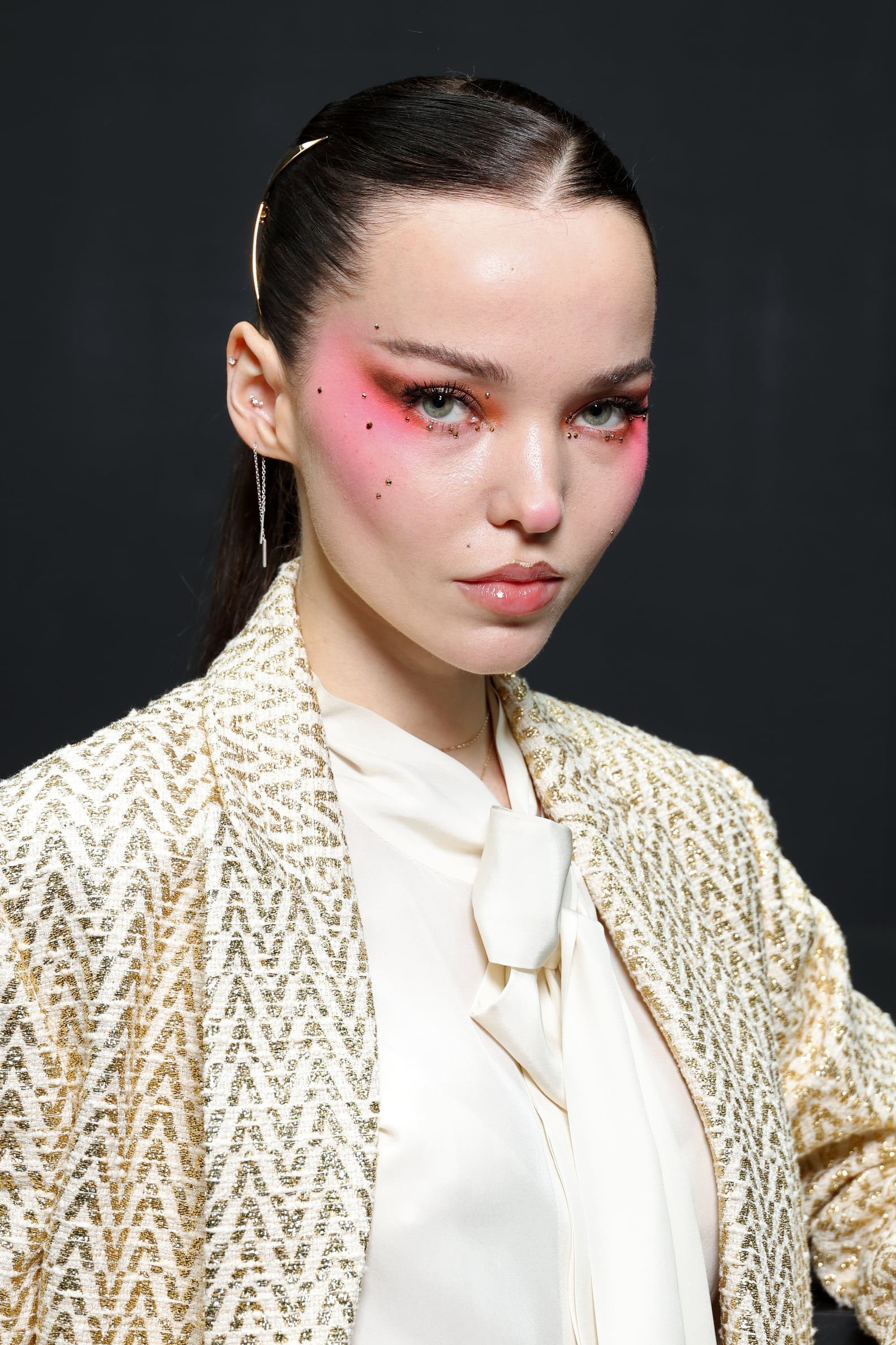 Dove Cameron's Crystal Eye Makeup at Paris Fashion Week | PS Beauty