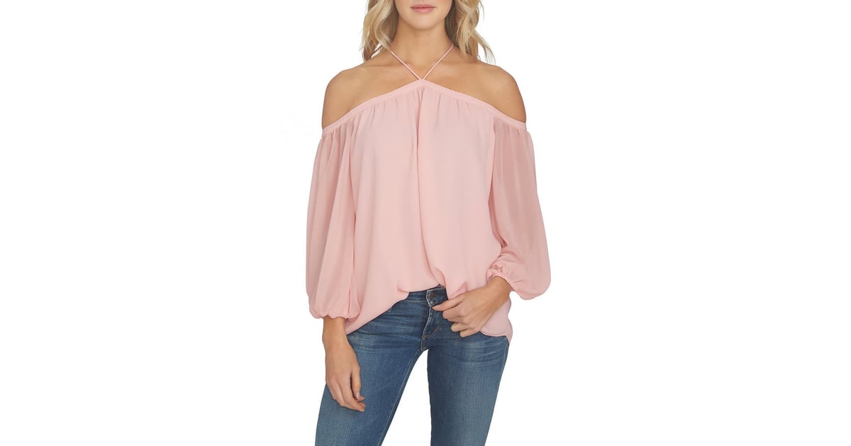 1 State Off The Shoulder Sheer Chiffon Blouse Best Deals From The