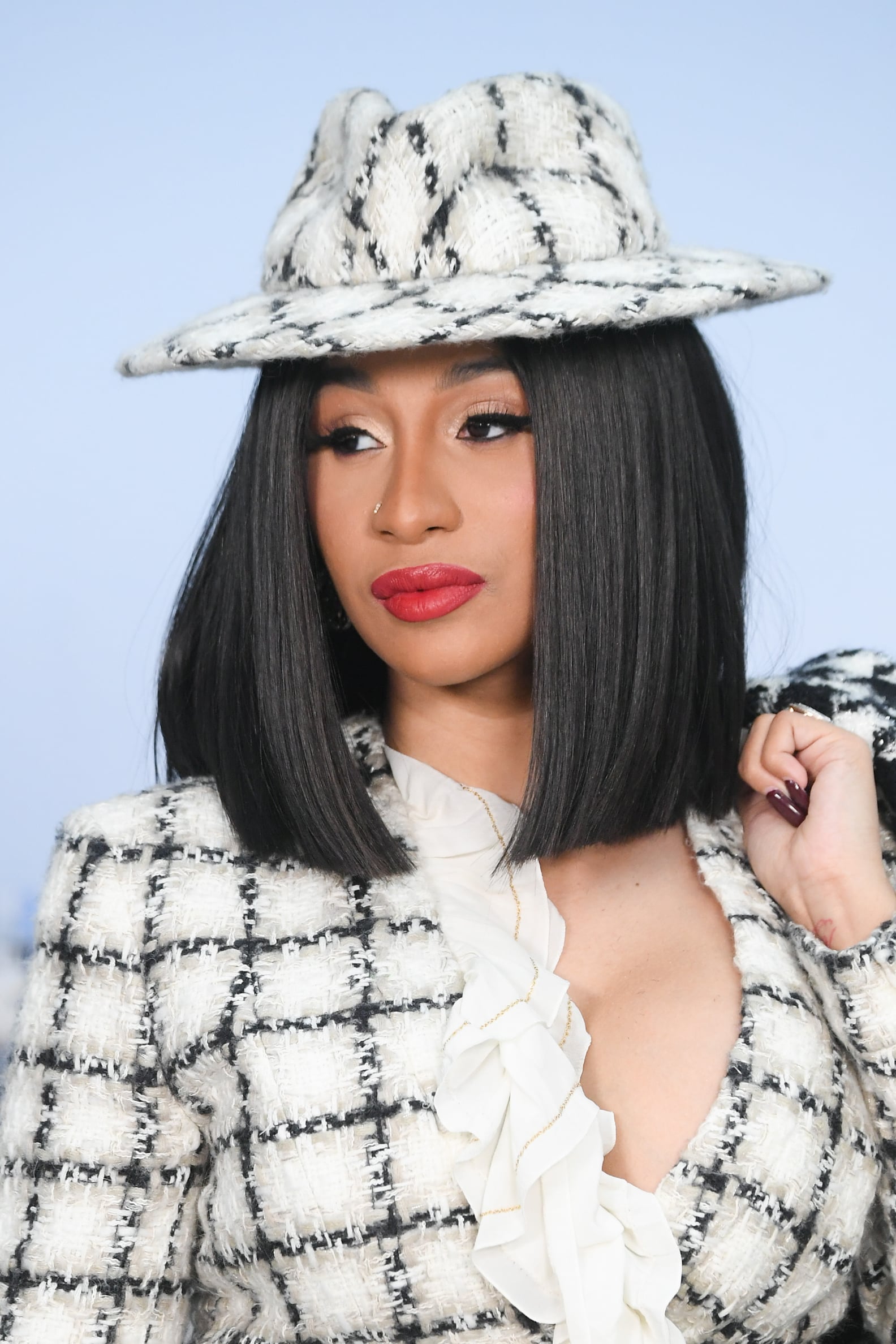 Cardi B in Head-to-Toe Tweed at Chanel Spring 2020 Show | PS Fashion