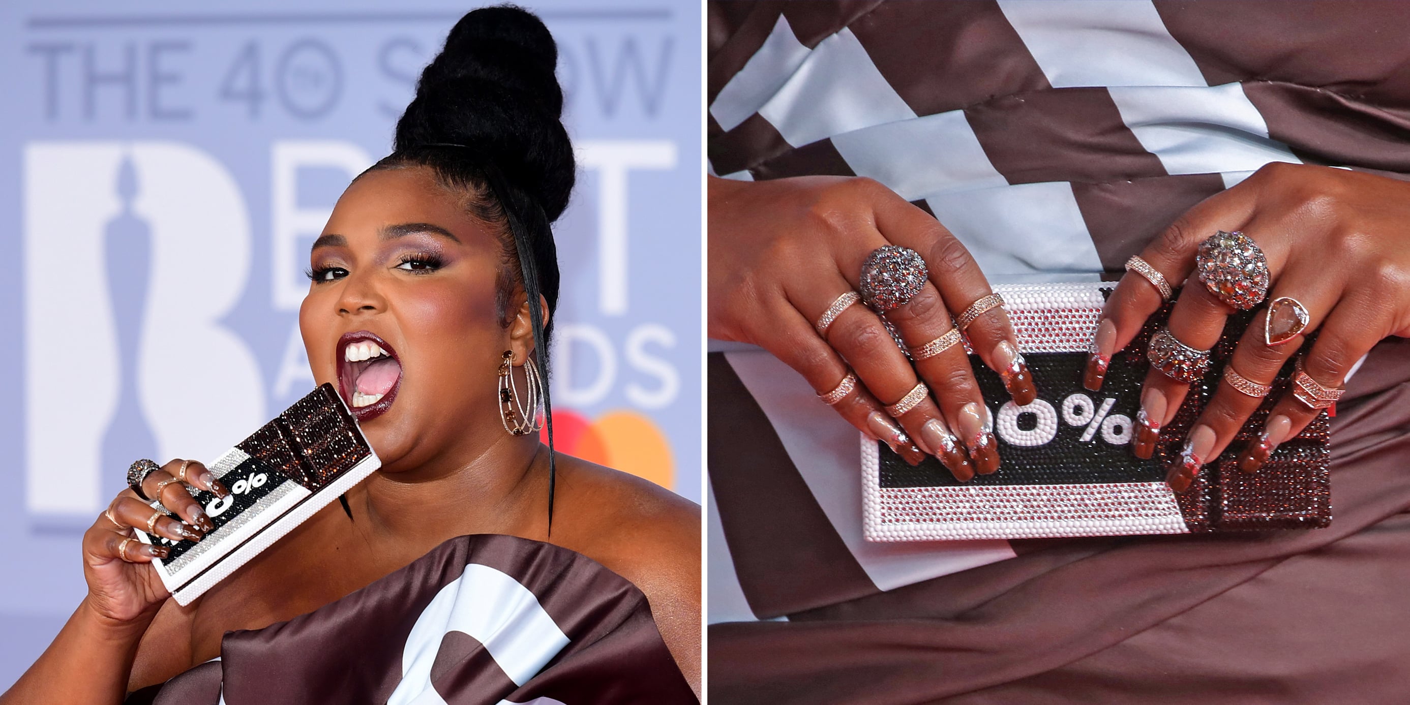 Lizzo’s Hershey’s Chocolate Nail Art at the 2020 BRIT Awards | PS Beauty