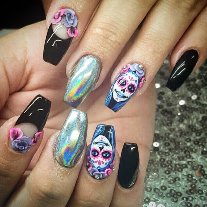 Sugar Skull Nail Art Ideas POPSUGAR Latina Photo 14 sugar-skull-nail-art-ideas-popsugar-latina-photo-14