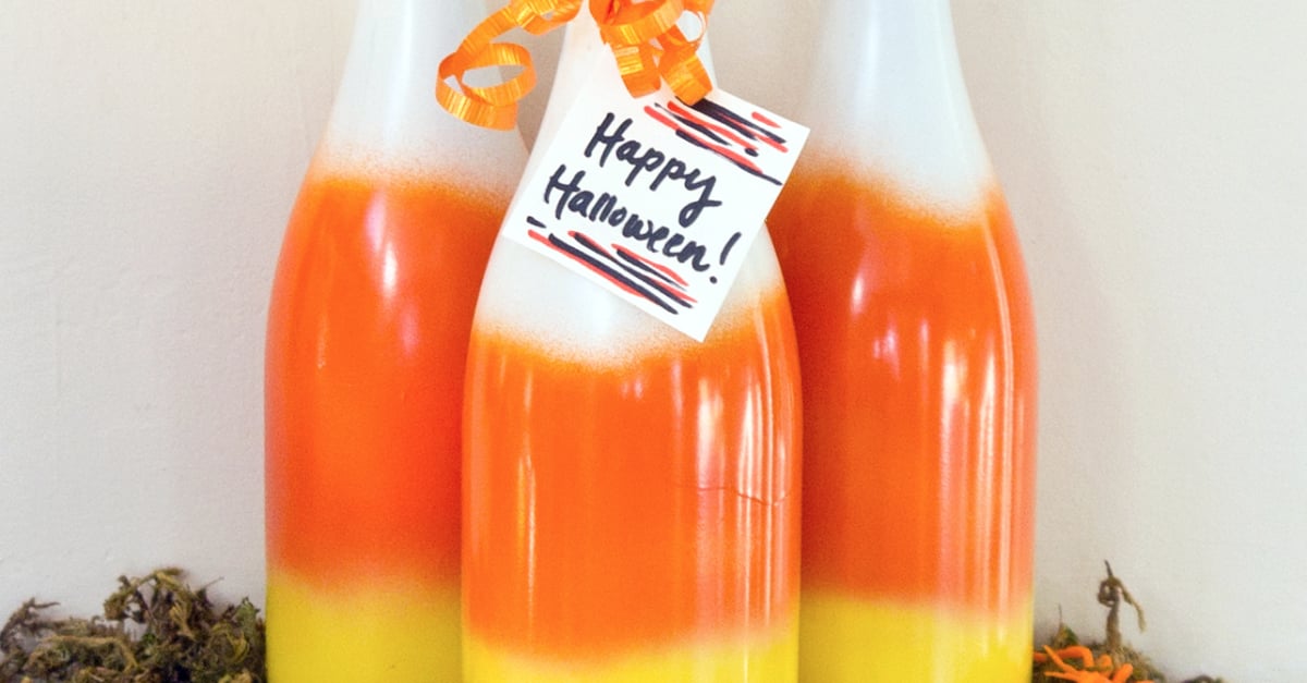 DIY Candy Corn Spray-Painted Bottles | PS Smart Living
