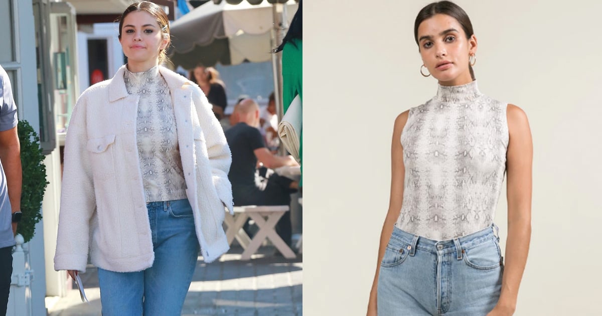 Selena Gomez's Snake Print Mock Neck Top Is From Leset | PS Fashion