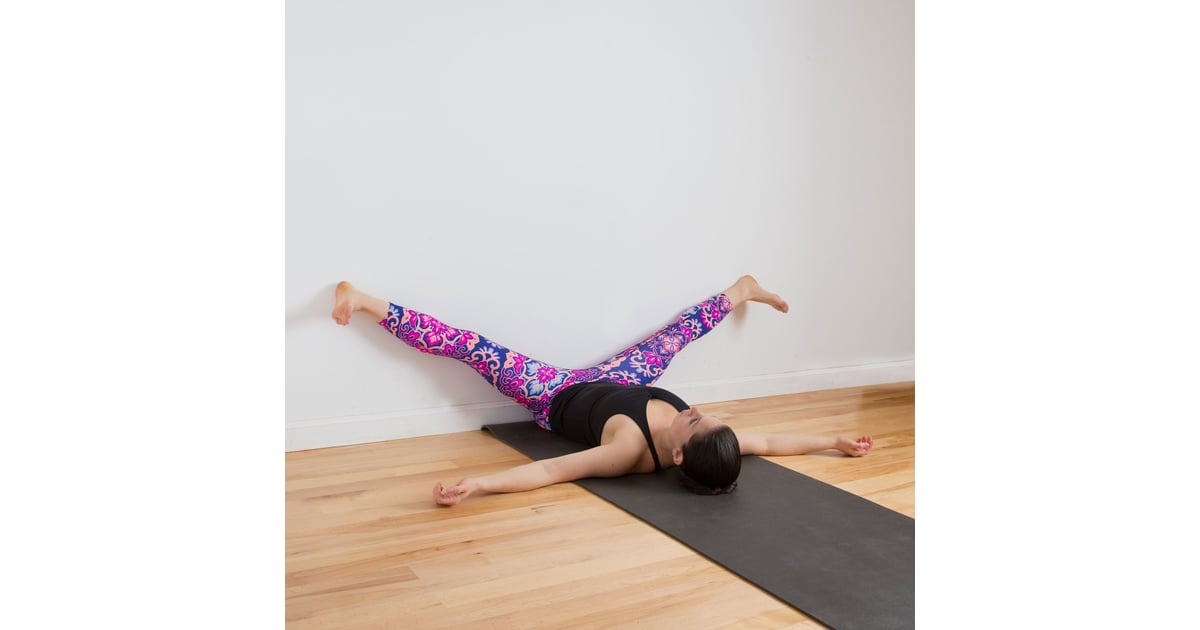 Straddle Stretch At The Wall Yoga Poses To Open Tight Hamstrings