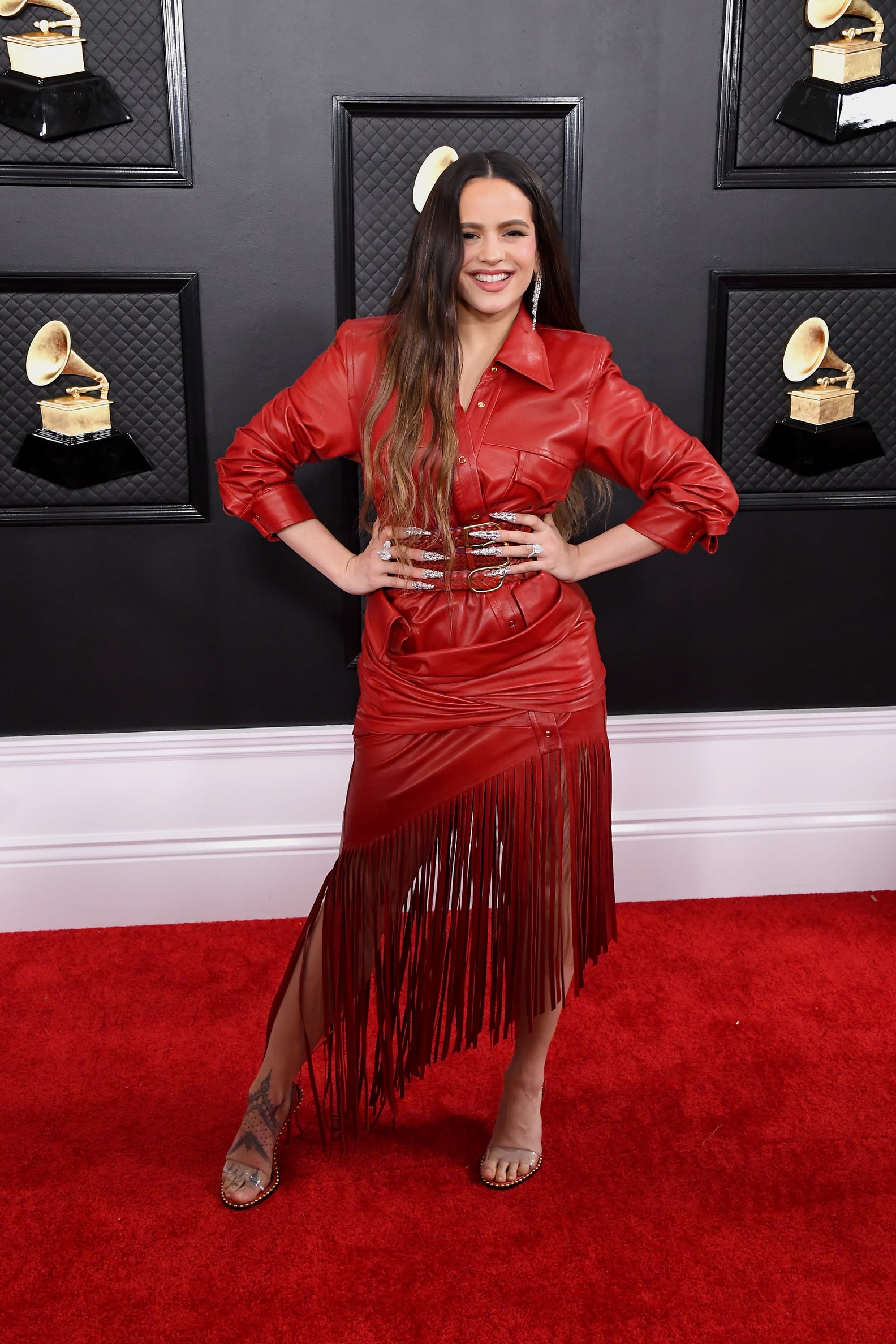 Rosalía's Razor-Sharp Bejeweled Nail Art at the Grammys 2020 | PS Beauty