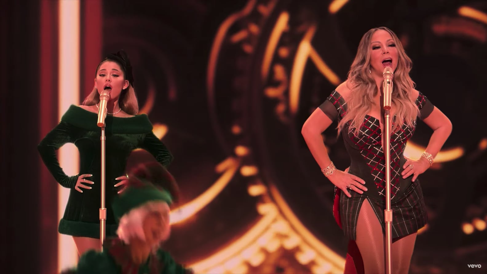 Ariana Grande's Green Velvet Dress in the "Oh Santa" Video | PS Fashion