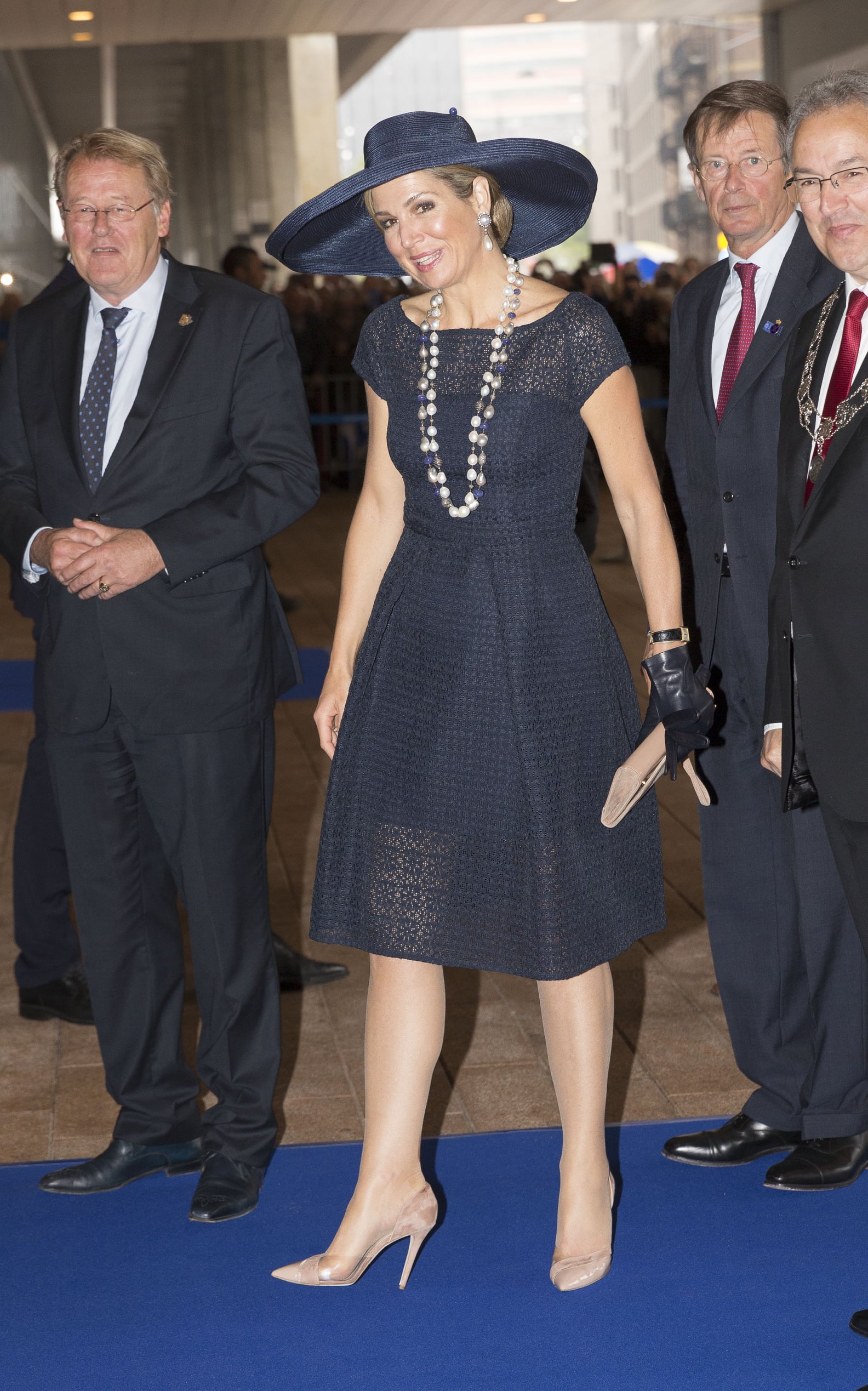 Queen Maxima's Navy Blue Eyelet Dress May 2016 | PS Latina