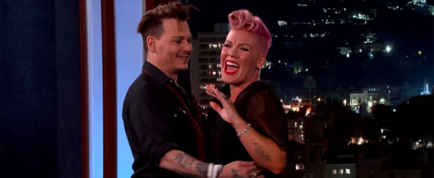 Johnny Depp Surprises Pink on Kimmel 2016 | PS Celebrity