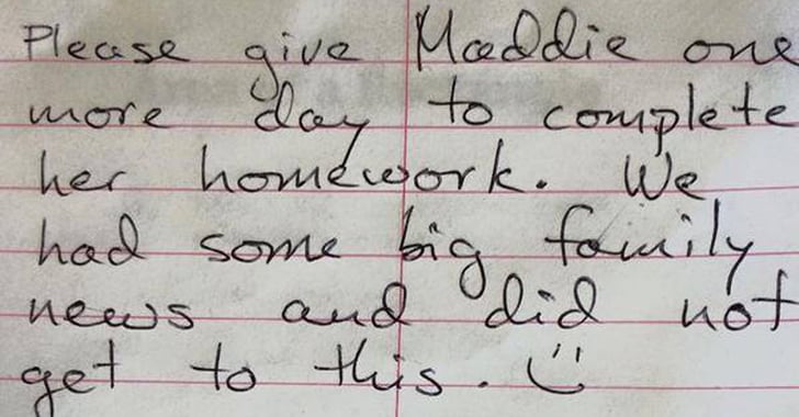 Funny Homework Excuse Note | POPSUGAR Family