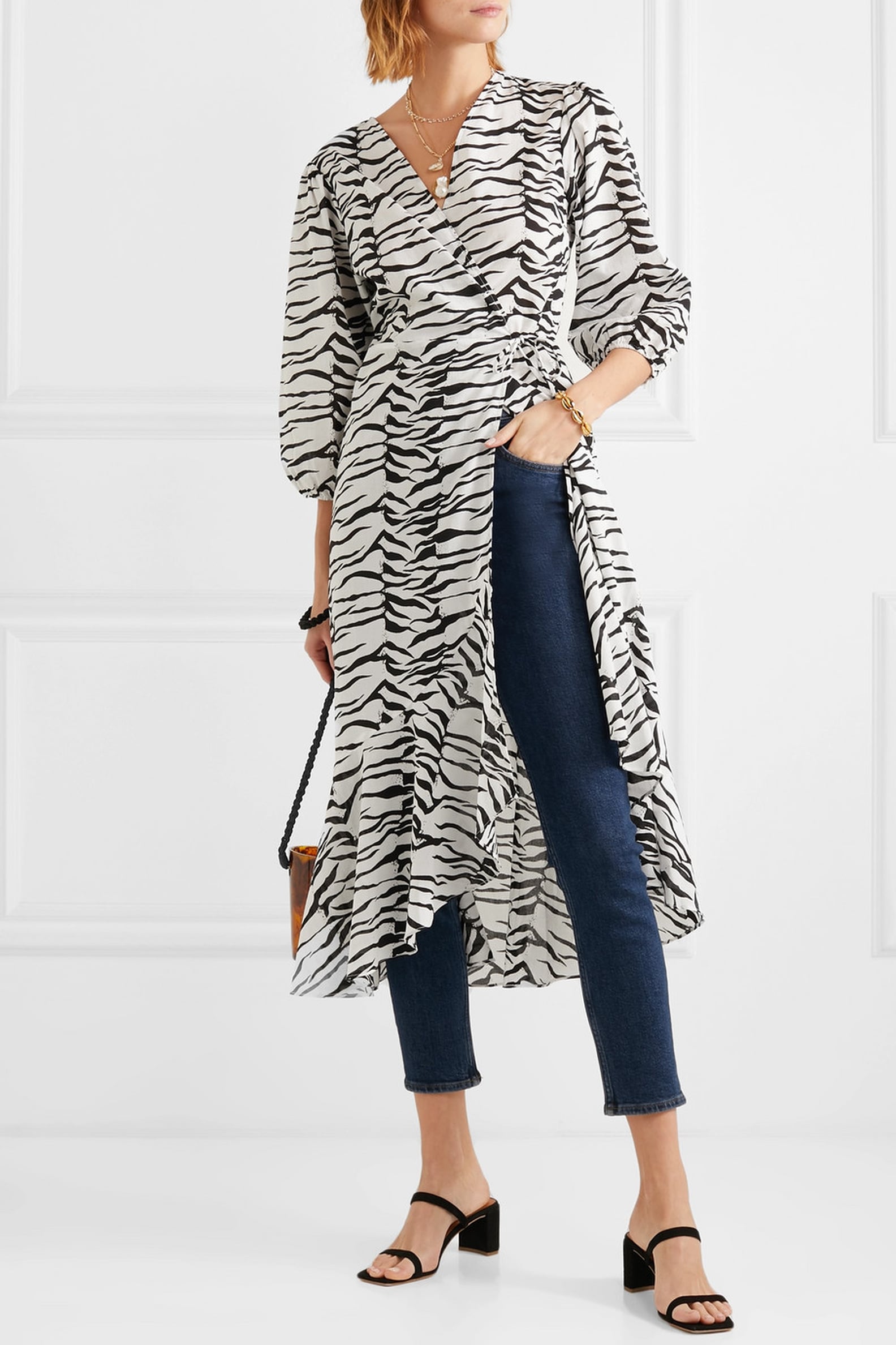 How to Wear a Wrap Dress Over Pants | PS Fashion