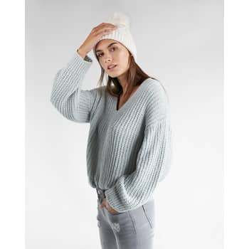 Miley Cyrus Gray Knit Sweater | PS Fashion