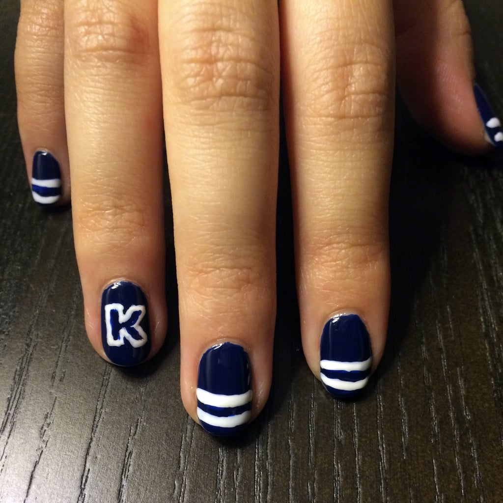 Varsity-Letter Nail-Art Design | POPSUGAR Beauty