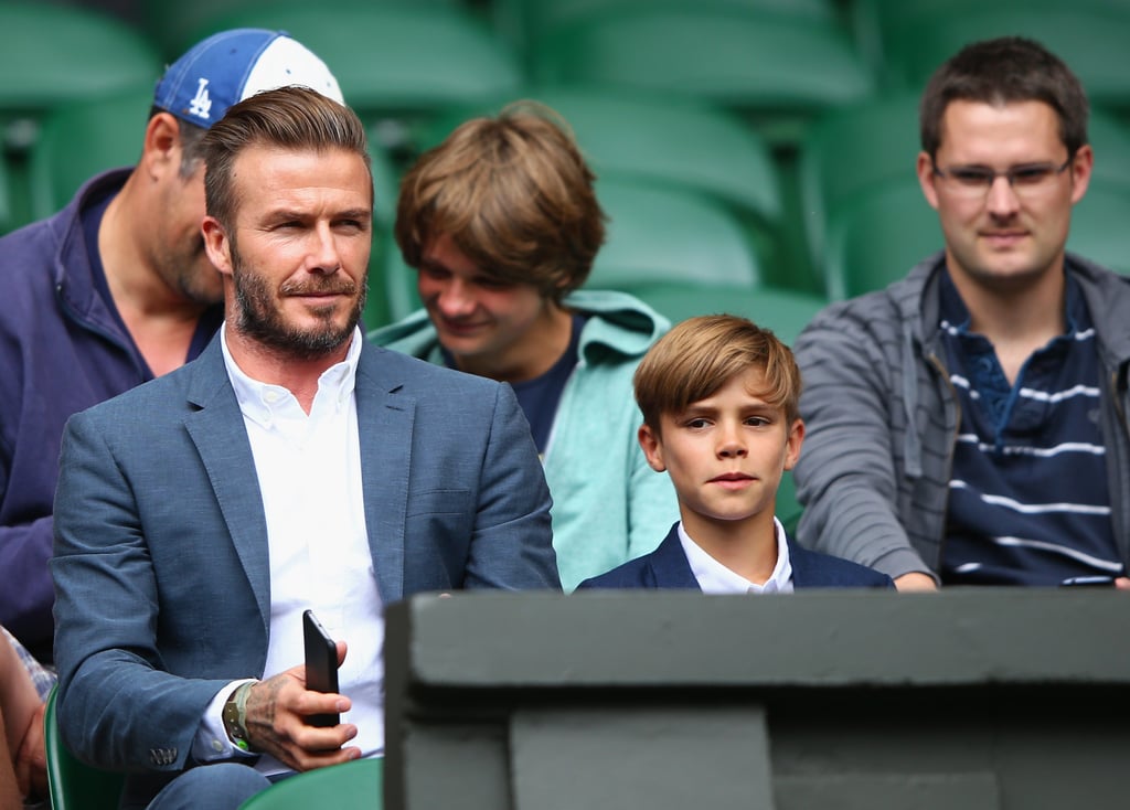 David and Romeo Beckham at Wimbledon 2015 | POPSUGAR Celebrity