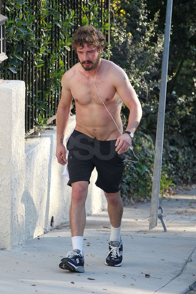 Pictures of Shia LaBeouf Running Shirtless in LA | POPSUGAR Celebrity