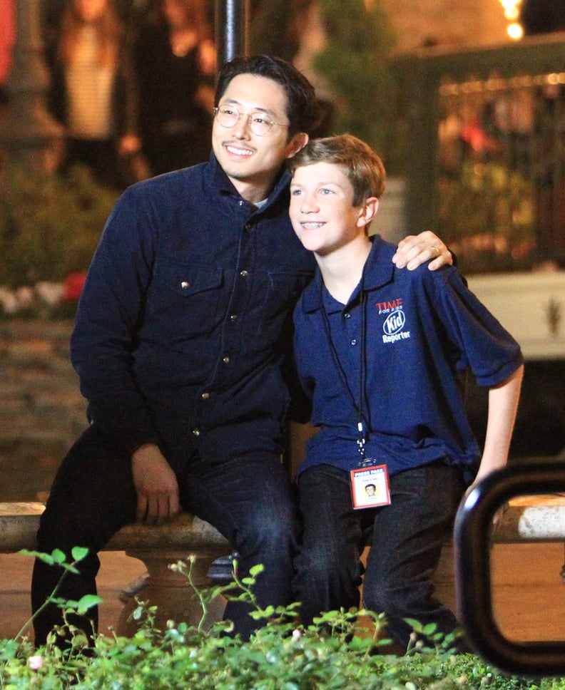 Steven Yeun With Kid Reporter in LA December 2016 | PS Celebrity