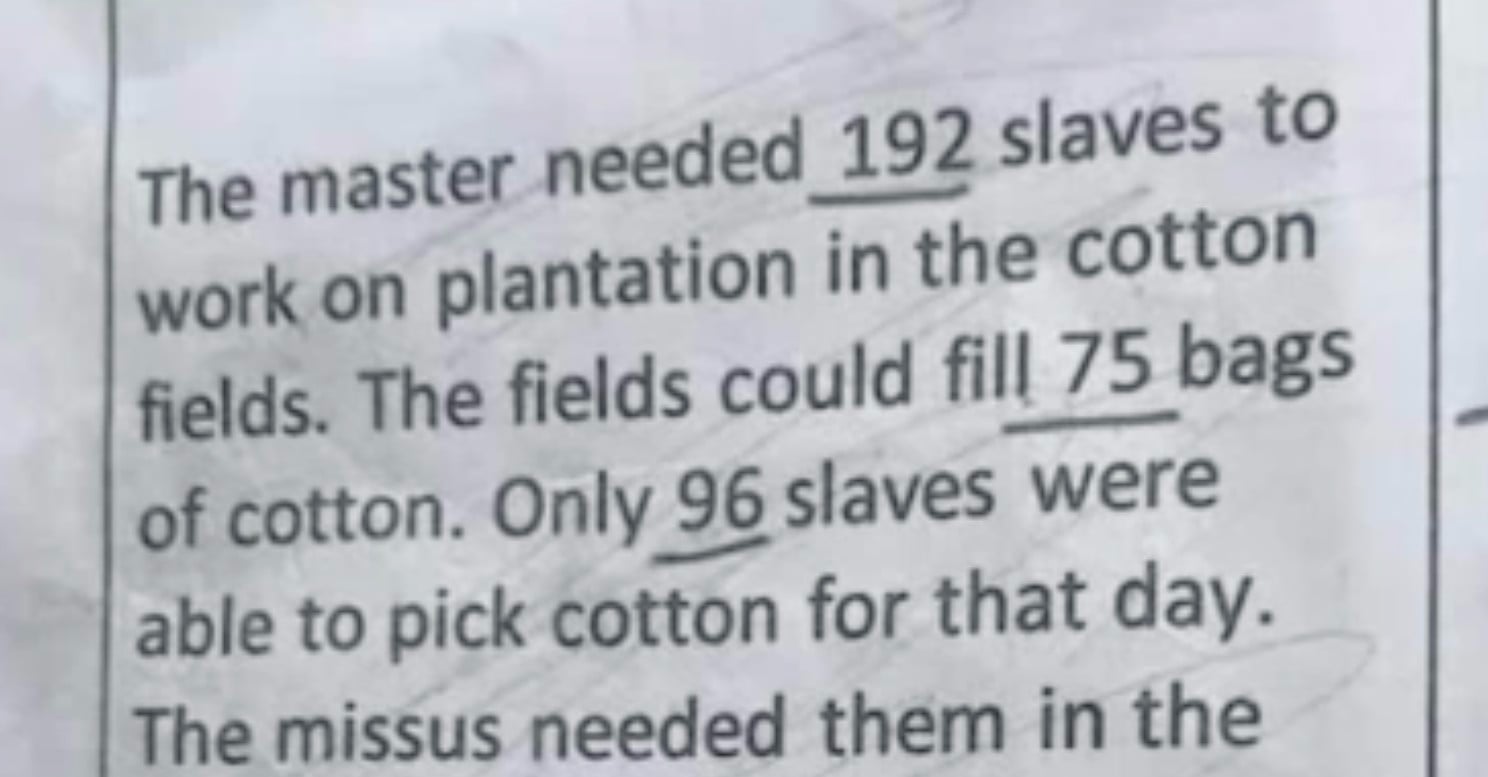 Second Graders Assigned Slave Homework | PS News