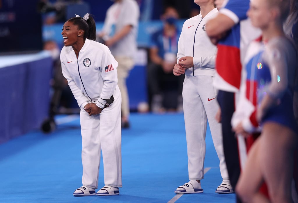 Simone Biles Cheers on Her Olympic Teammates During Finals | POPSUGAR ...