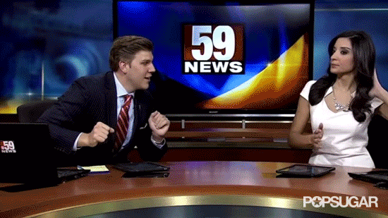 Dancing News Anchor's Co-Anchor GIFs | PS Celebrity