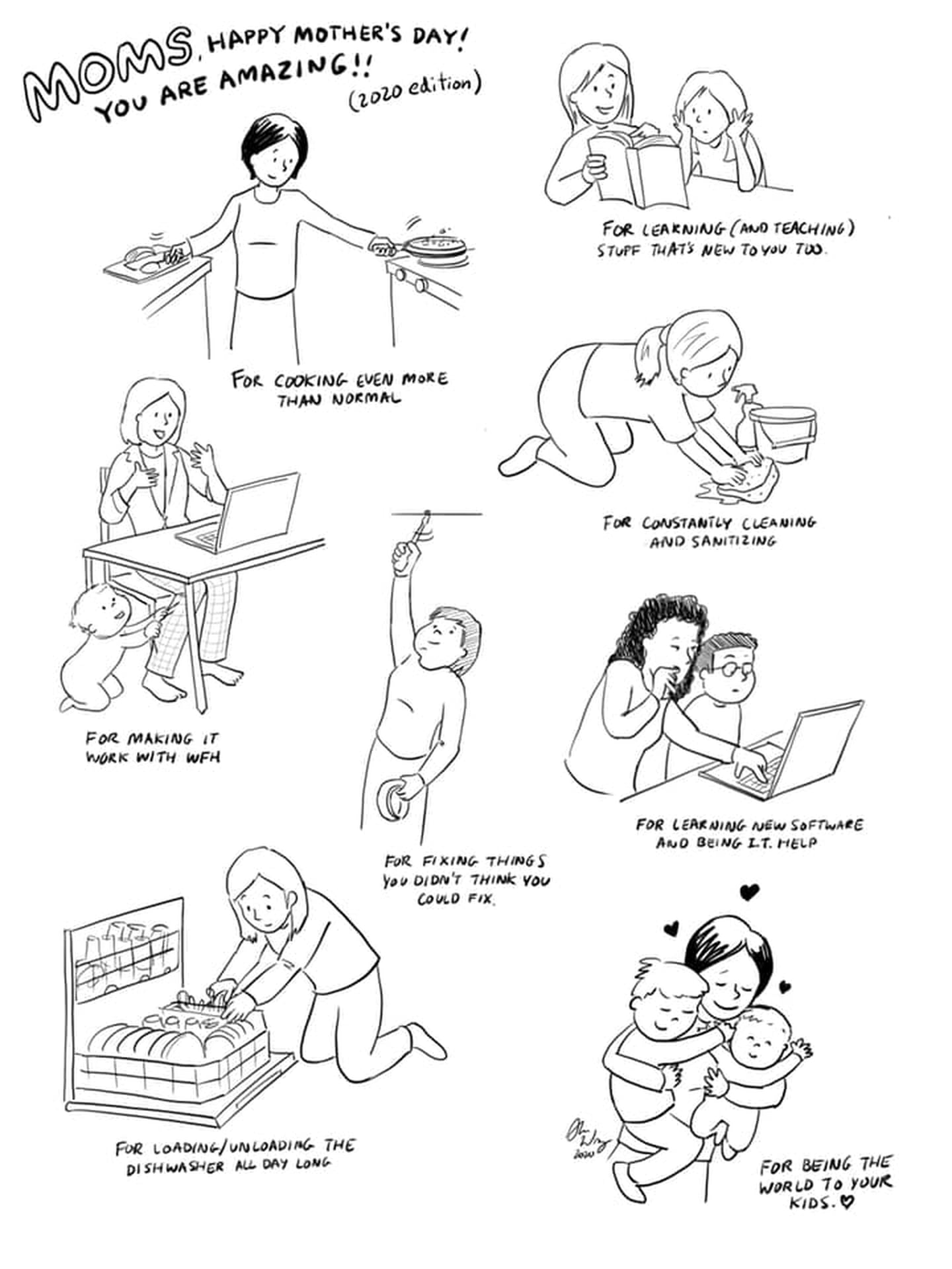 New Mom Comics Social Distancing With Family Cartoons | PS Family