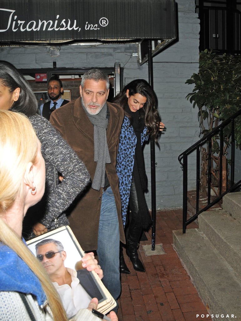 Amal Clooney Blue Leopard Coat | POPSUGAR Fashion