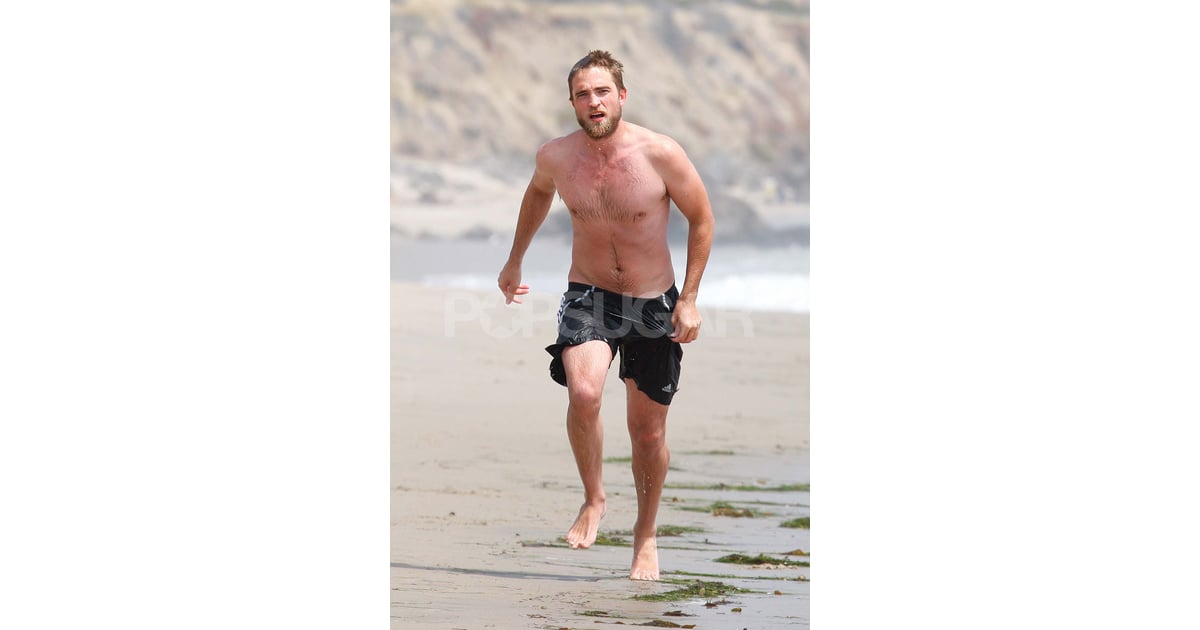Robert Pattinson went running shirtless on the beach. | Robert ...