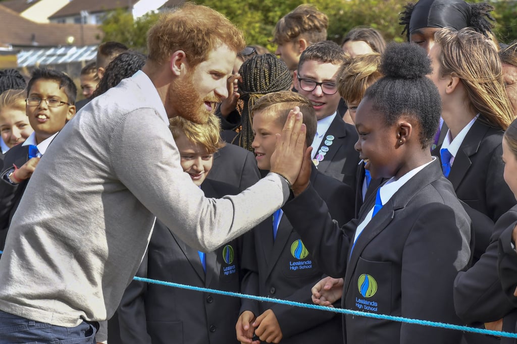 Prince Harry Hugs Kids at Lealands High School | POPSUGAR Celebrity