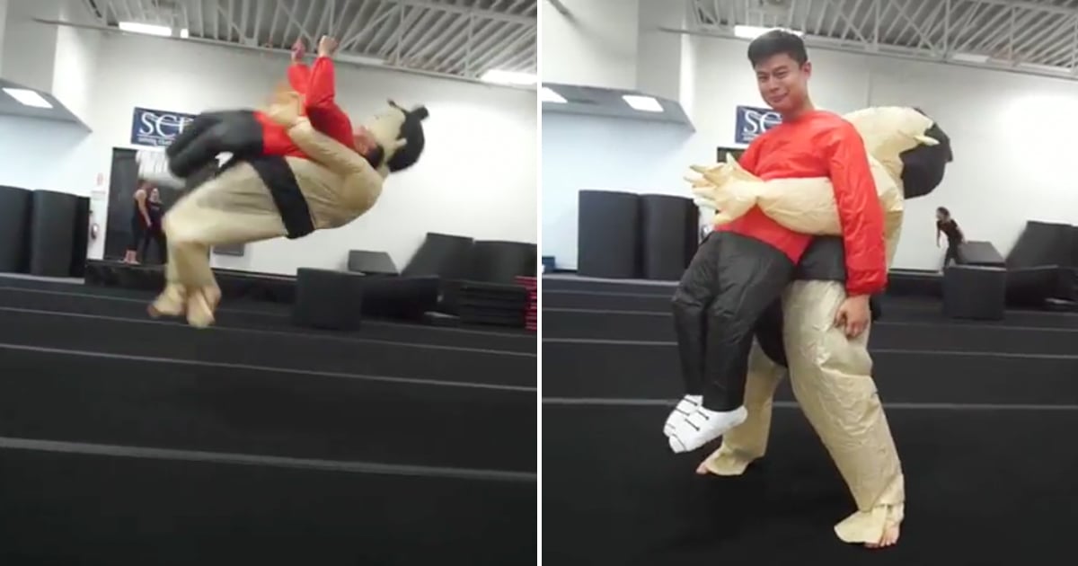 Watch a Man Do Flips in an Inflatable Sumo Wrestler Costume | POPSUGAR ...
