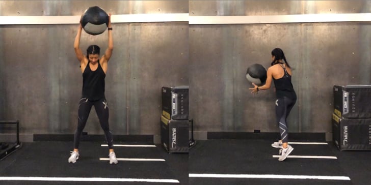 How to Do a Rotational Medicine Ball Slam and Toss | POPSUGAR Fitness