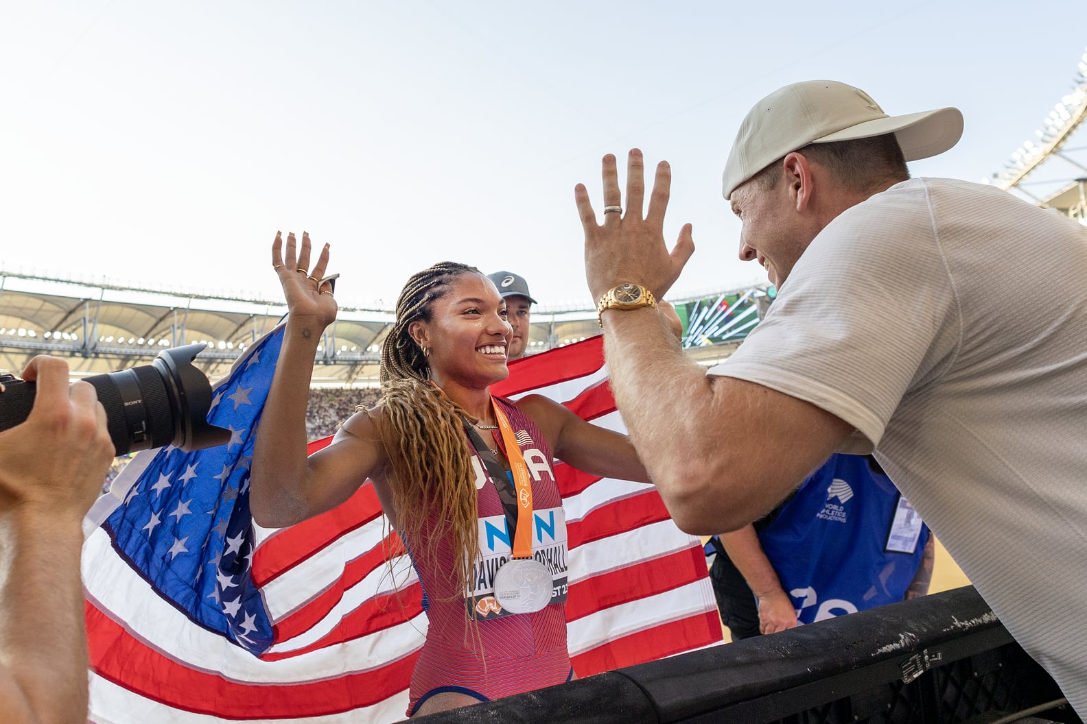 Tara Davis Kisses Hunter Woodhall After Silver Medal Win | PS Fitness