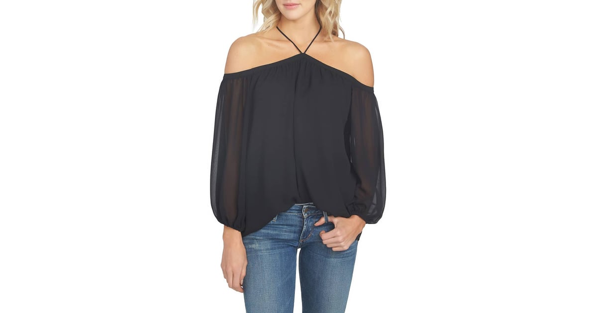 1 State Off The Shoulder Sheer Chiffon Blouse Best Going Out Tops