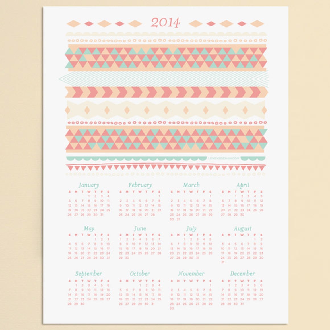Free Printable 2014 Calendar | PS Smart Living