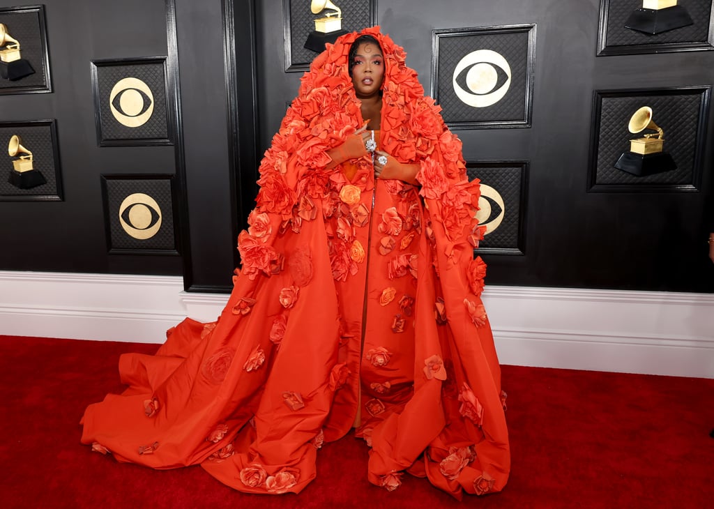 Lizzo's Floral Cape Dress at the Grammys 2023 | Photos | POPSUGAR Fashion